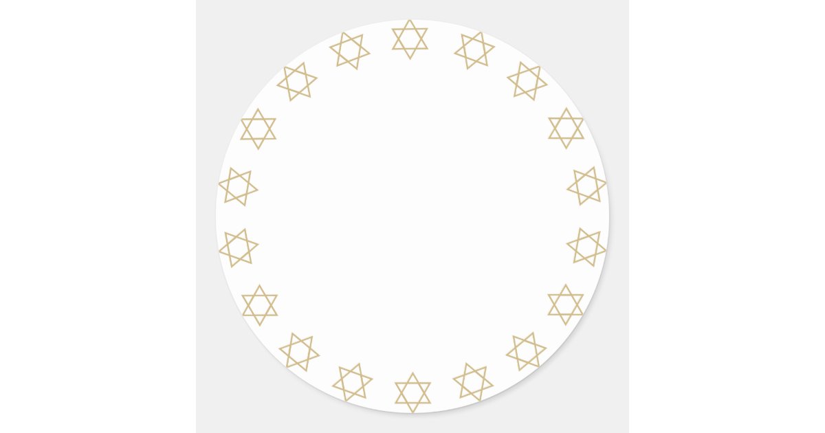 Hanukkah gold white Stars of David border blank Classic Round Sticker ...