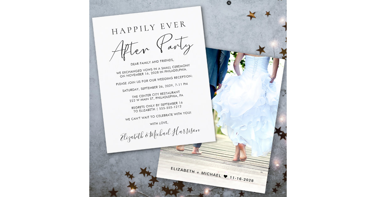 Happily Ever After Party Photo Wedding Invitation | Zazzle