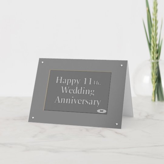 Happy 11Th. Wedding Anniversary Steel Card | Zazzle.co.uk