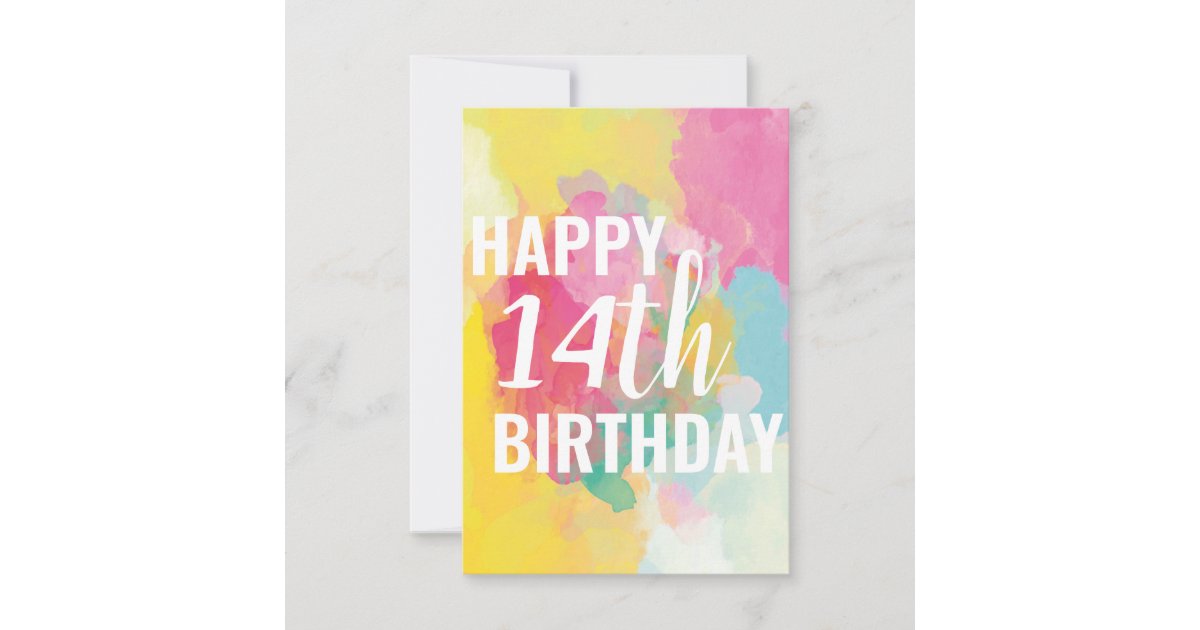 Happy 14th Birthday Card ("Watercolour Gradients") | Zazzle