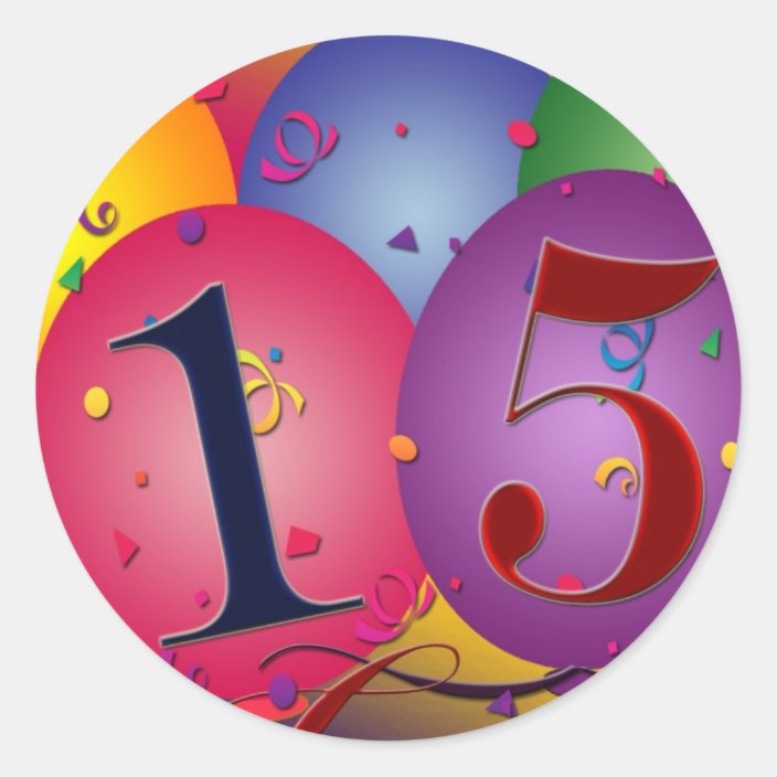 Happy 15th Birthday Classic Round Sticker | Zazzle.co.uk