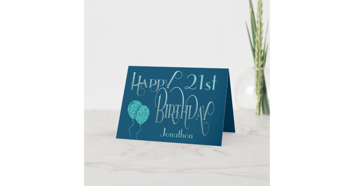 Happy 21st Birthday Name Blue Card Zazzle co uk happy-21st-birthday-name-blue-card-zazzle-co-uk