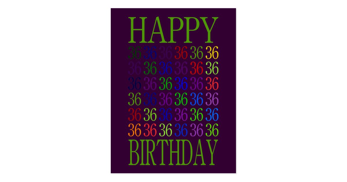 Happy 36th Birthday Postcard | Zazzle.co.uk
