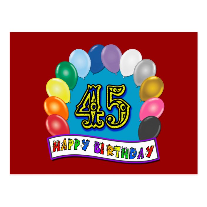 Happy 45th Birthday Balloon Arch Postcard | Zazzle.co.uk