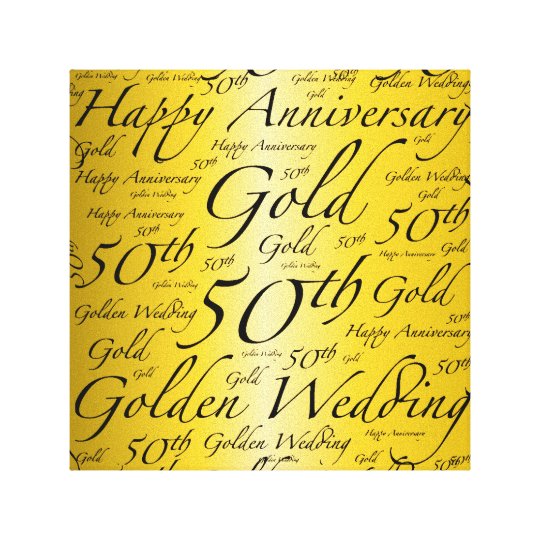 Happy 50th Anniversary Word Art Graphic Canvas Print | Zazzle.co.uk