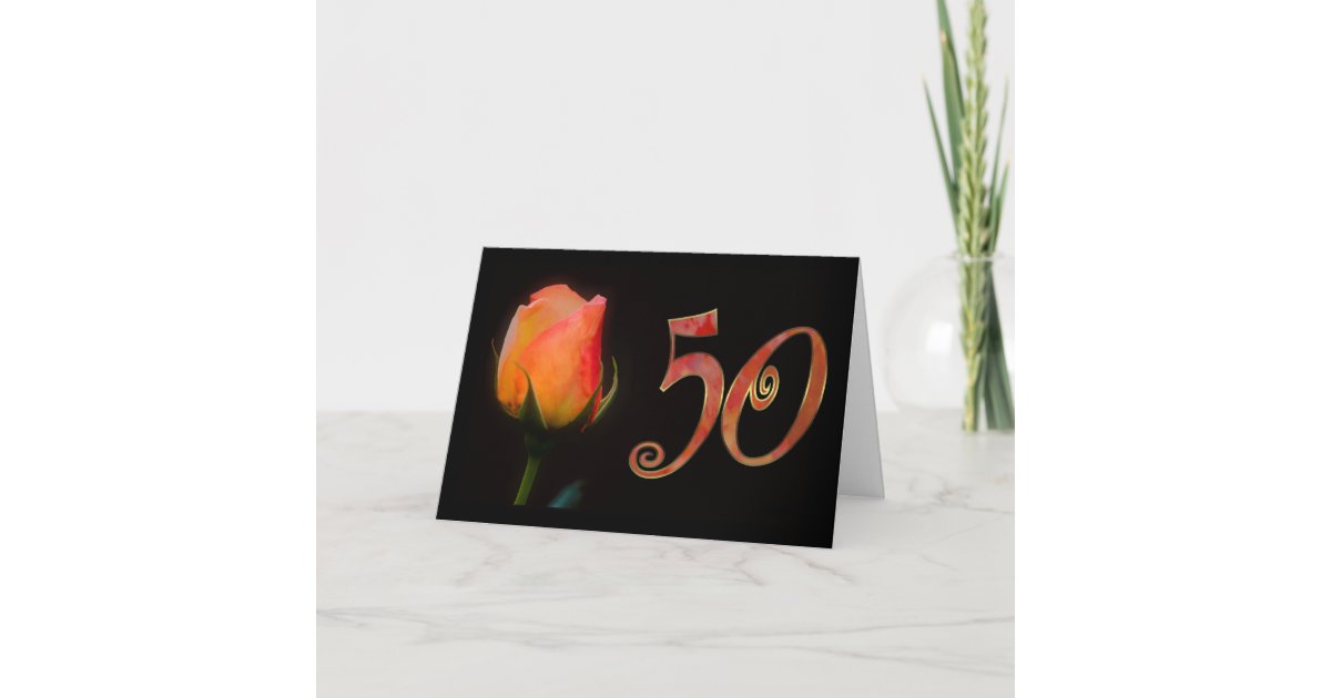 Happy 50th Birthday fifties fifty 50 50th rose Card | Zazzle