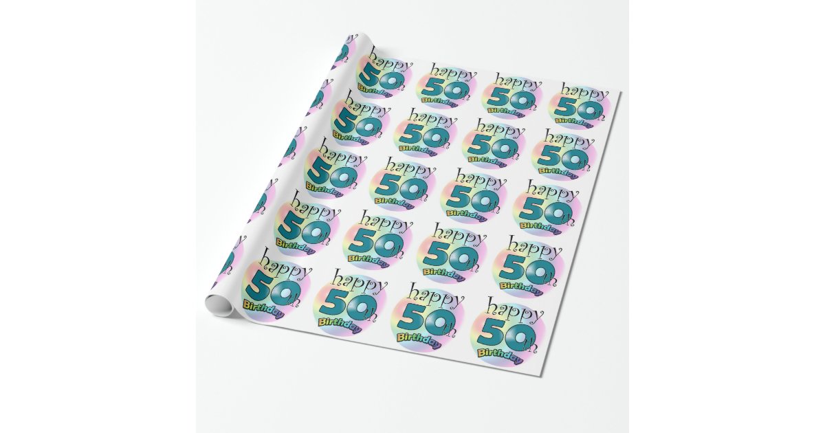 Happy 50th Birthday Wrapping Paper | Zazzle