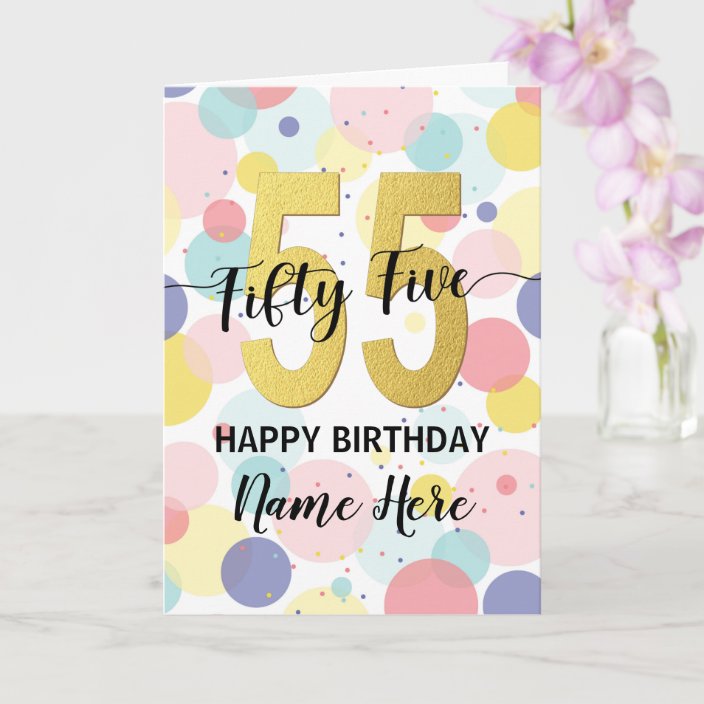 Happy 55th Birthday Pastel Rainbow Gold Woman Card | Zazzle.co.uk