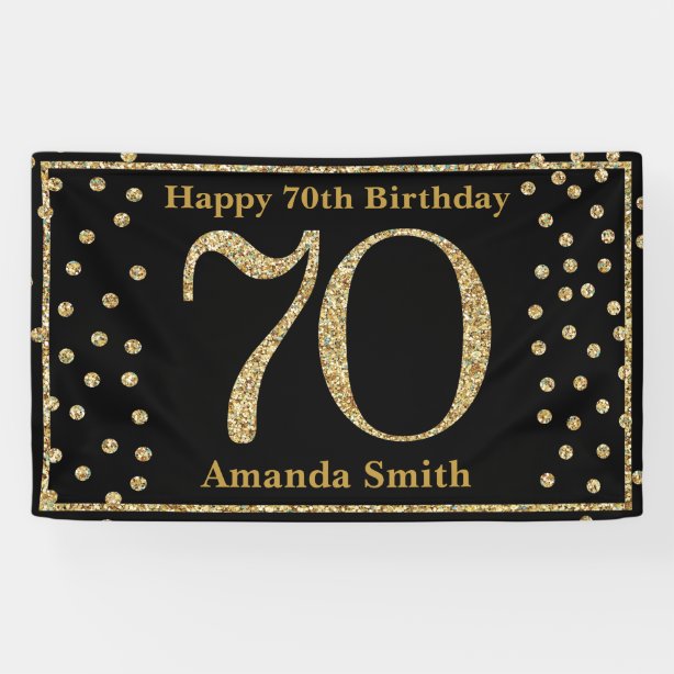 Black And Gold 70th Birthday Posters Signs | Zazzle.co.uk