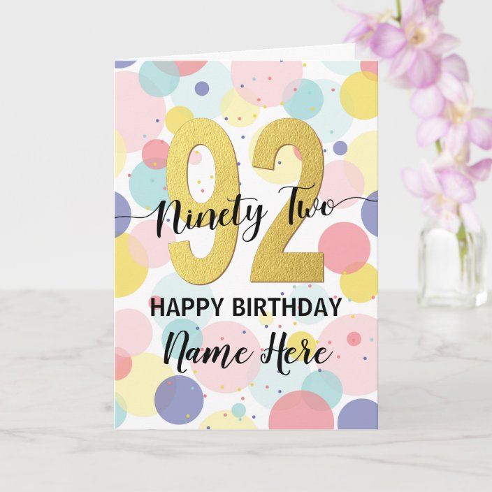 Happy 92nd Birthday Pastel Rainbow Gold Woman Card | Zazzle.co.uk