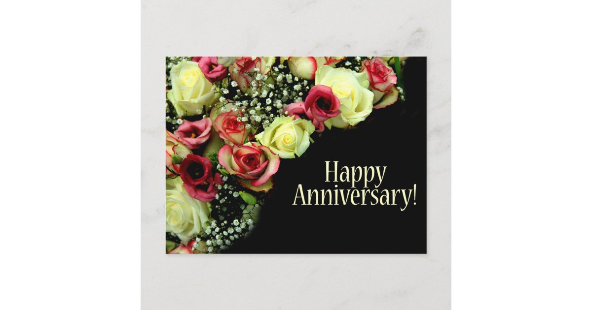 Happy Anniversary roses Postcard | Zazzle
