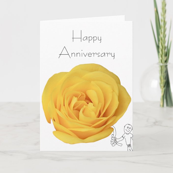 Happy Anniversary Yellow Rose Card | Zazzle.co.uk