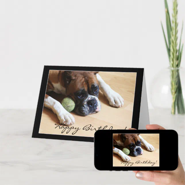 Happy Birthday Boxer Dog Greeting Card | Zazzle
