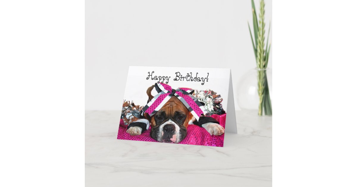Happy Birthday Cheerleader Boxer greeting card | Zazzle