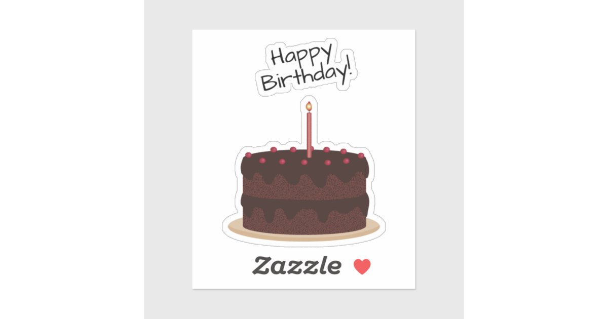 Happy Birthday Chocolate Cake Contour Sticker | Zazzle
