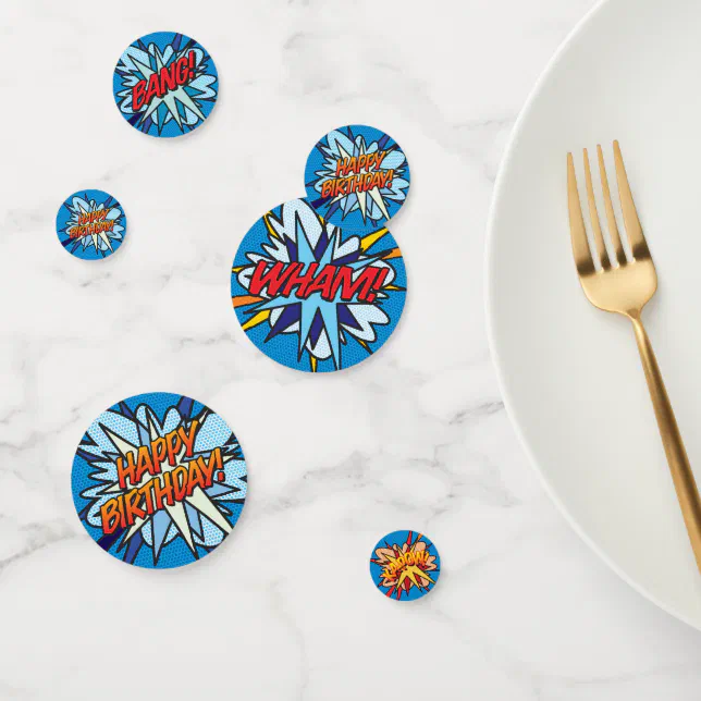 HAPPY BIRTHDAY Fun Retro Comic Book Confetti | Zazzle