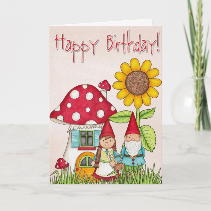 Happy Birthday Gnome Card | Zazzle.co.uk