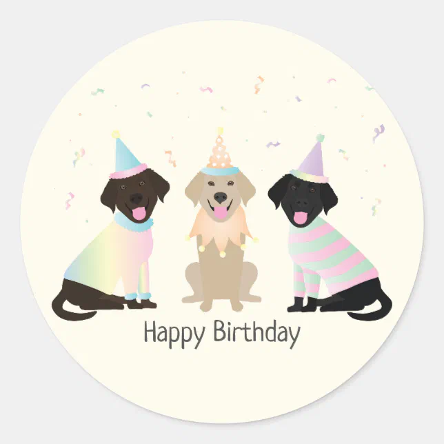 Happy Birthday Labrador Retriever Dogs Classic Round Sticker | Zazzle