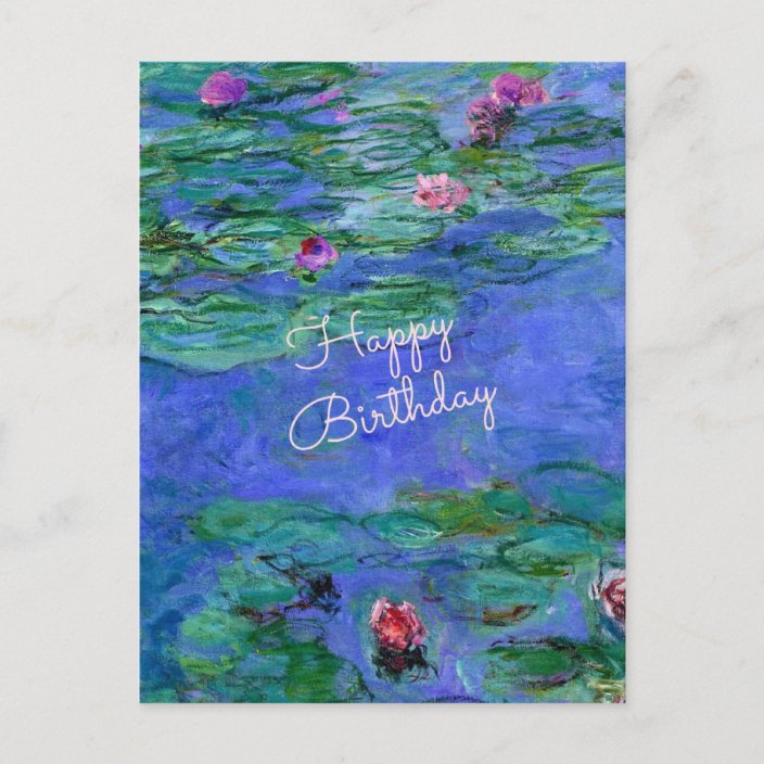 Happy Birthday: Monet's Water Lilies famous art Postcard | Zazzle.co.uk