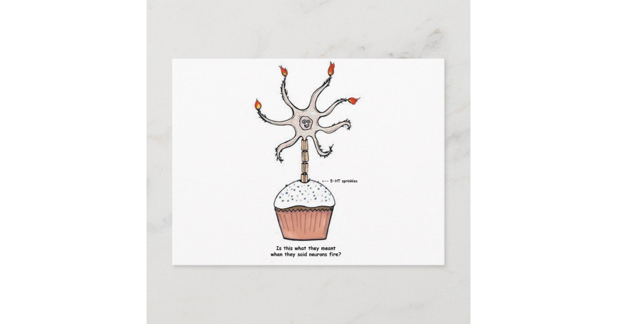Happy Birthday Neuron Cupcake Postcard | Zazzle
