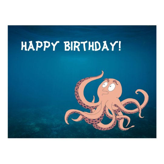 Happy Birthday Octopus Postcard | Zazzle.co.uk