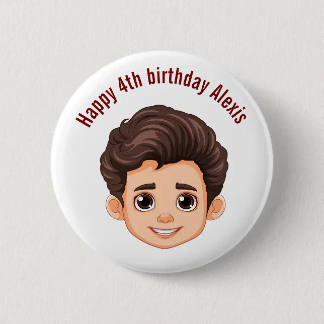 Happy Birthday Personalised Name Face Pin | Zazzle