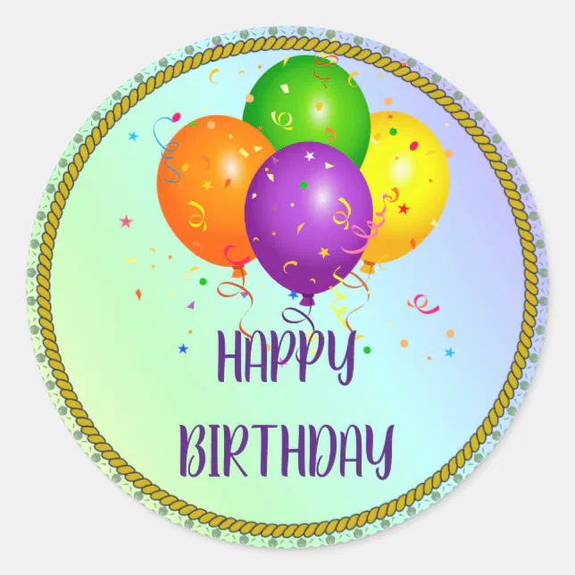 Happy Birthday, popular design, Classic Round Sticker | Zazzle