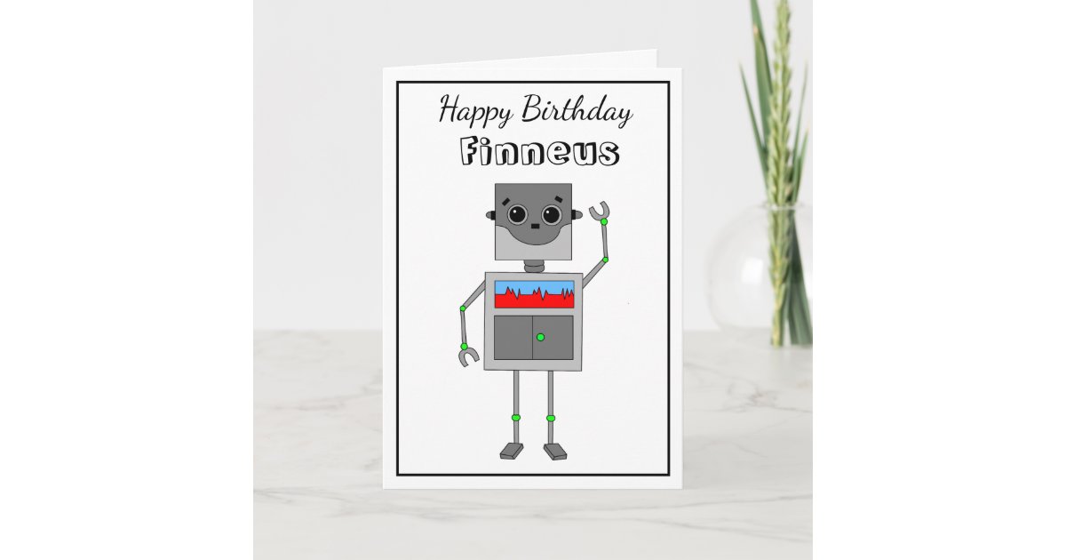 Happy Birthday Robot Themed with Colouring Page Card | Zazzle