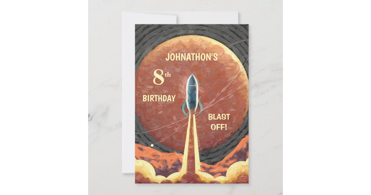 Happy Birthday Rocket Space Fun Universe Card | Zazzle
