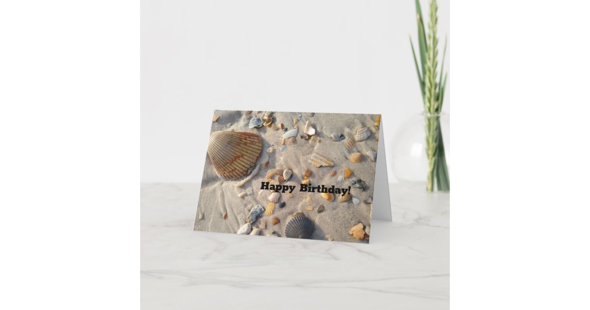 Happy Birthday Sand Beach Shells Card | Zazzle.co.uk