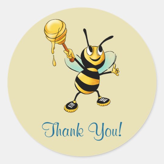 Happy Bumble Bee with a Scoop of Honey Thank you Classic Round Sticker ...