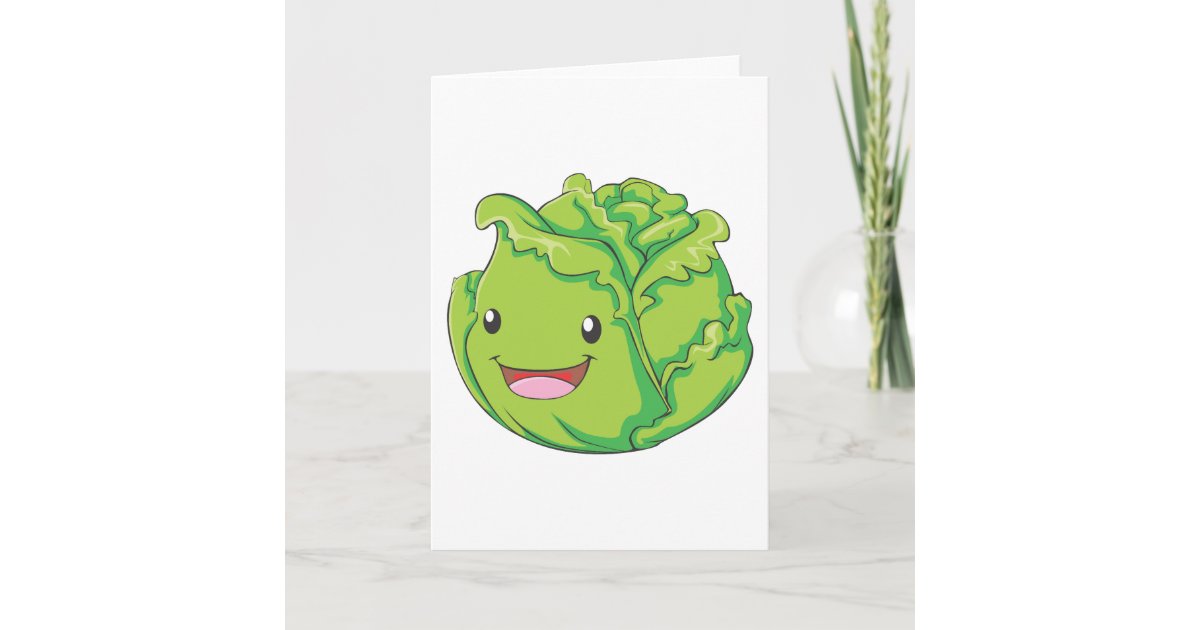 Happy Cabbage Vegetable Smiling Card | Zazzle
