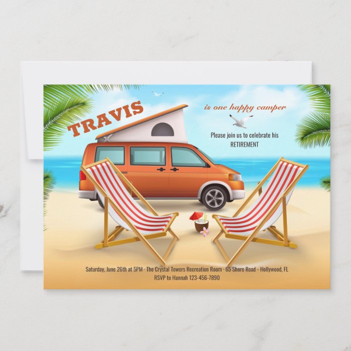 Happy Camper Retirement Party Invitation | Zazzle.co.uk
