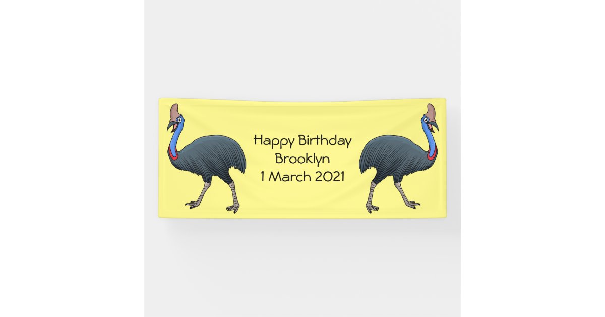 Happy cassowary bird cartoon illustration banner | Zazzle