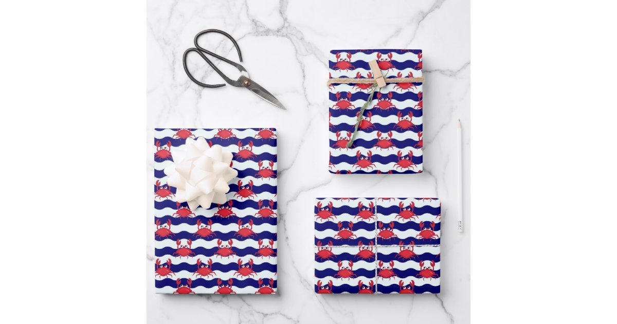 Happy Crabs Pattern Wrapping Paper Sheet | Zazzle