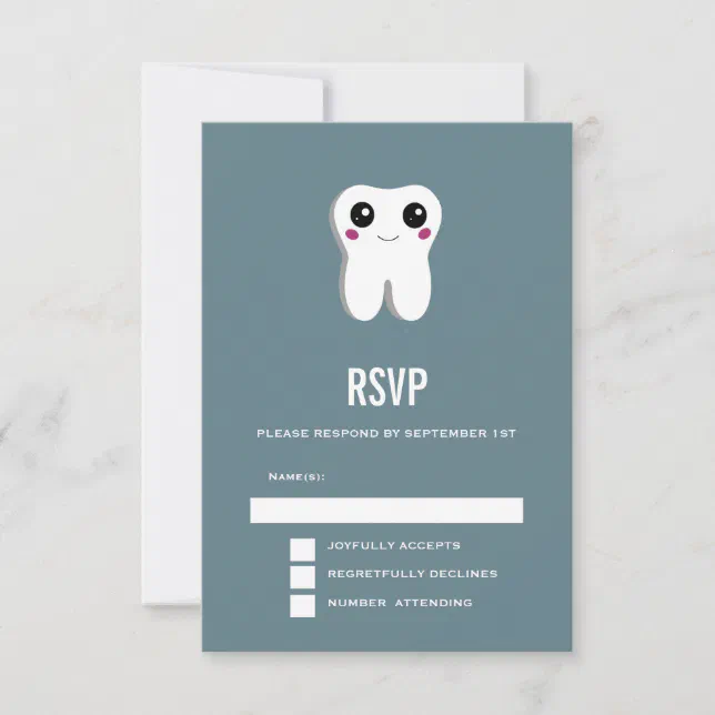 Happy Dental Tooth Smiling Cute RSVP Card | Zazzle