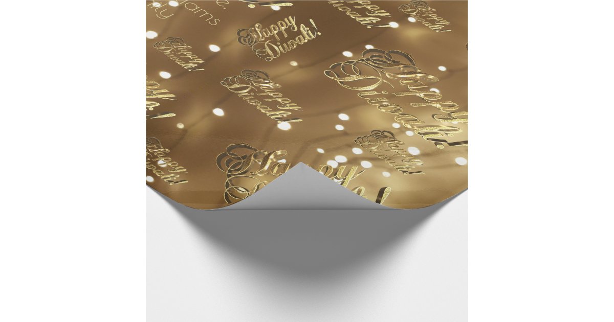 Happy Diwali Elegant Faux Gold Foil Script Wrapping Paper | Zazzle