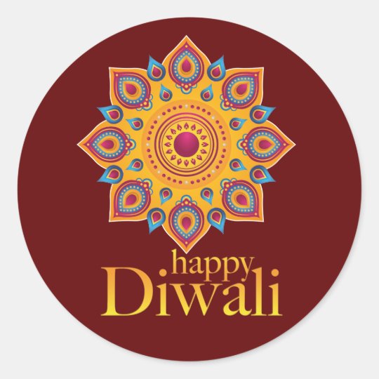 Happy Diwali Festival of Light Classic Round Sticker | Zazzle.co.uk