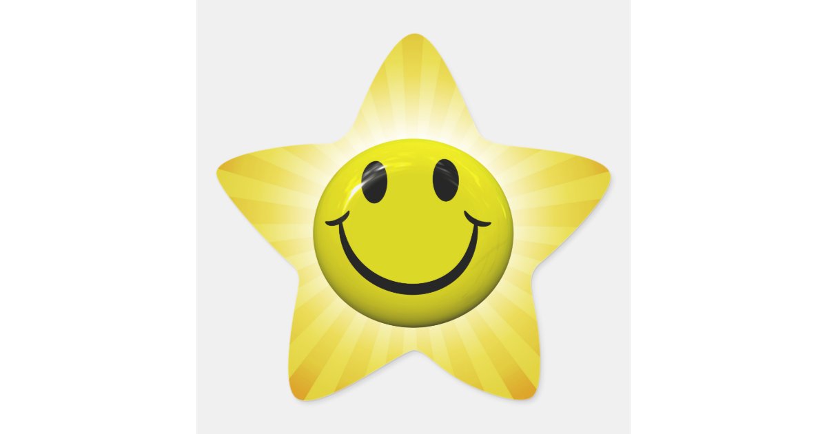 Happy Face Fun Yellow Star Stickers | Zazzle
