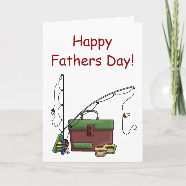 Happy Fathers day card with fishing gear | Zazzle