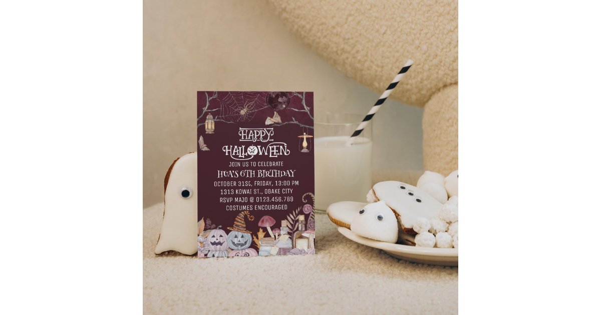 Happy Halloween Spooky Birthday Party Invitation | Zazzle