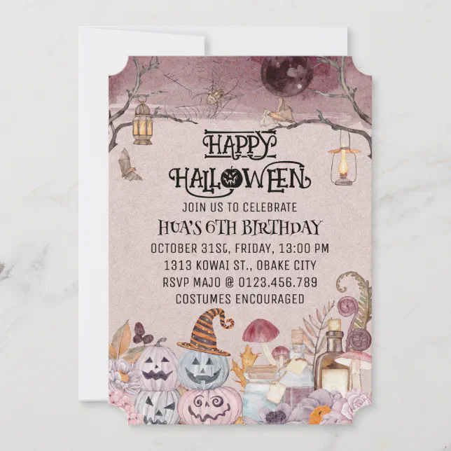 Happy Halloween Spooky Birthday Party Invitation | Zazzle