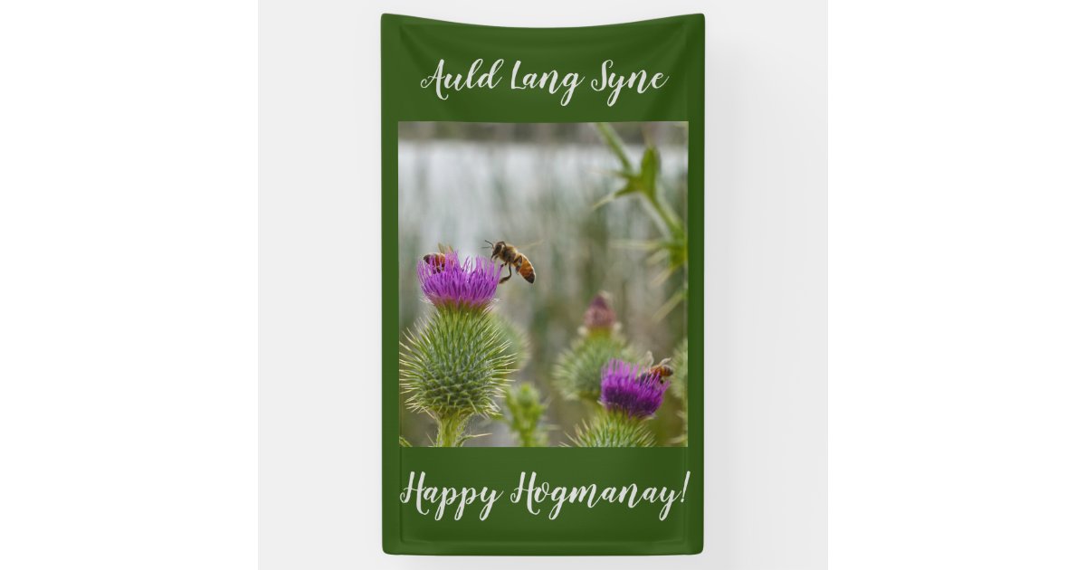 Happy Hogmanay Auld Lang Syne Thistle Banner | Zazzle