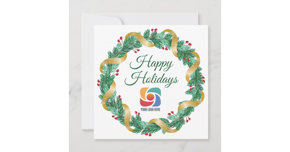 Happy Holidays Custom Company Logo Christmas Holiday Card | Zazzle