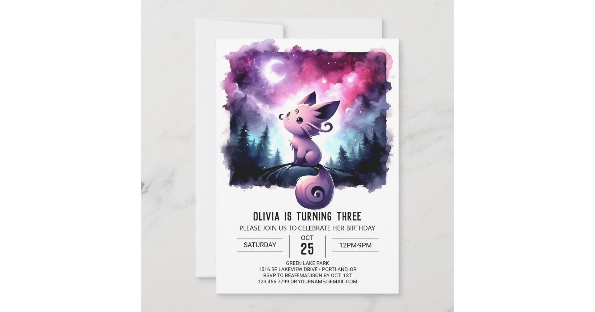 Happy Little Cat Birthday Invitation | Zazzle