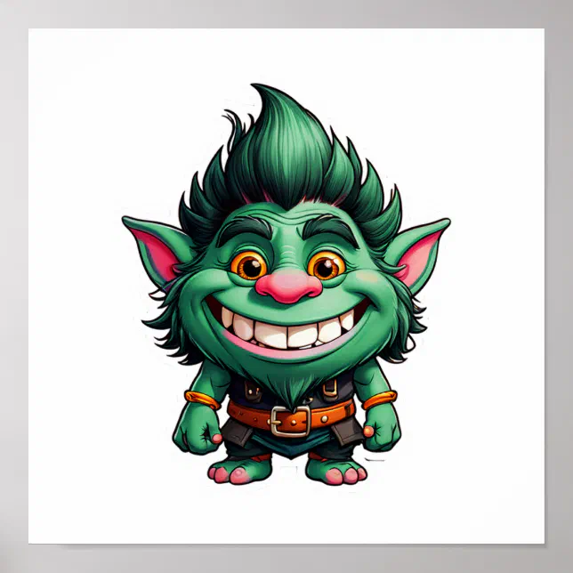 Happy Little Troll Chibi illustration Poster | Zazzle