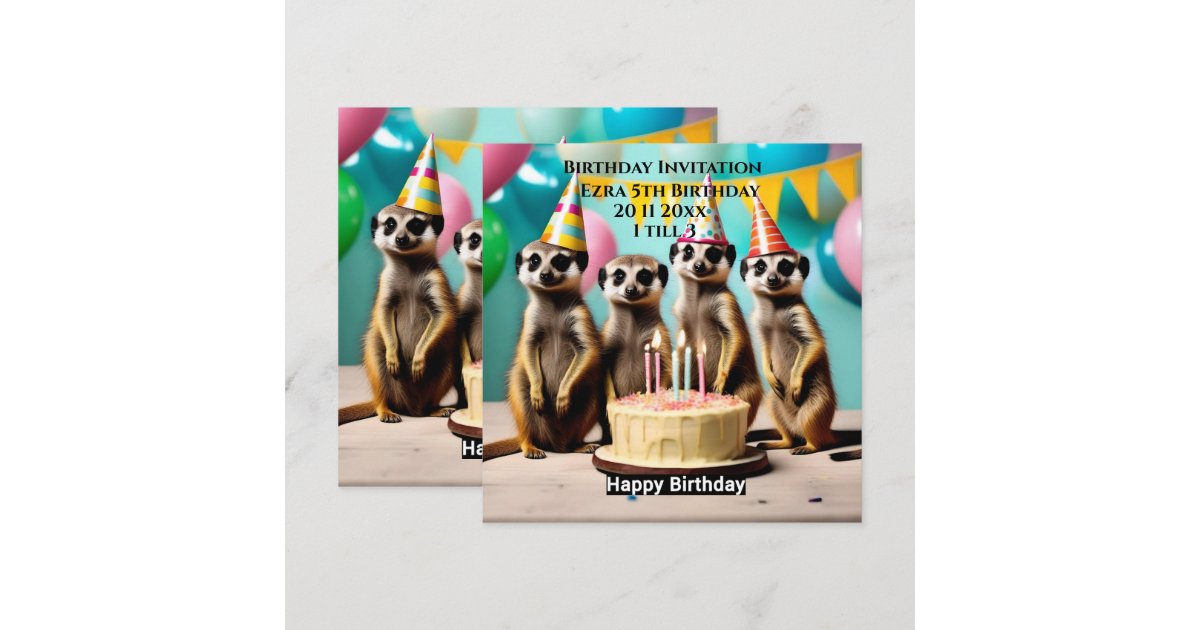 Happy Meerkat Birthday, Birthday Party Invitation | Zazzle