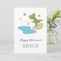 Happy Retirement Cartoon Dinosaur Fishing Card | Zazzle