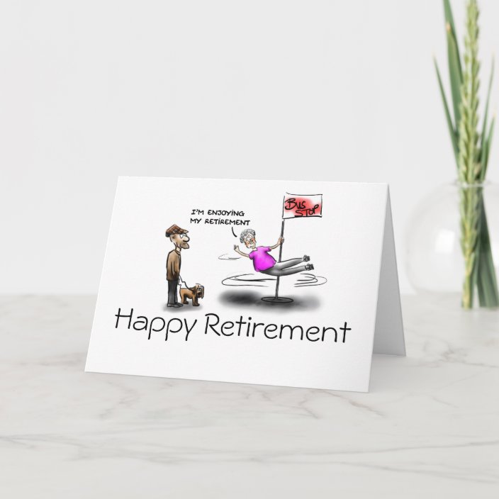 Happy retirement female cartoon greeting card | Zazzle.co.uk