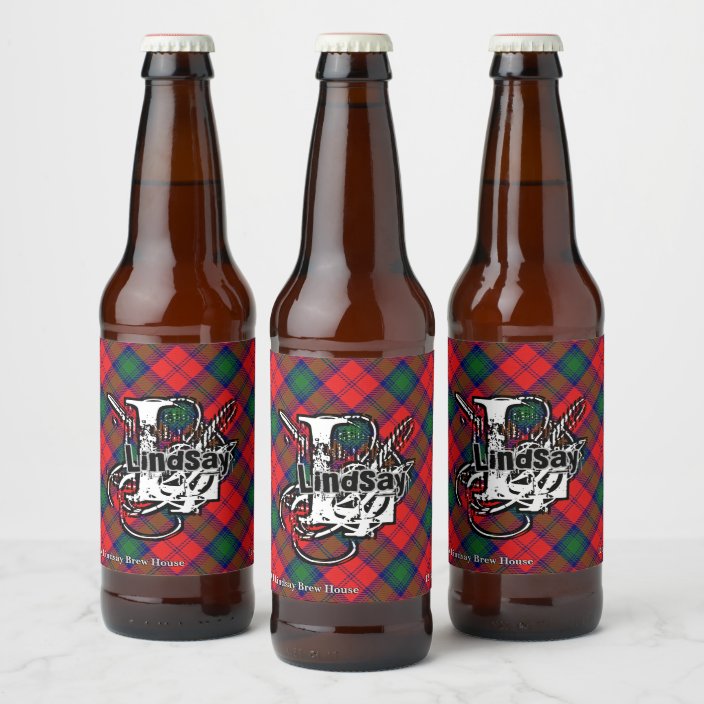 Happy Scotsman Clan Lindsay Red Tartan Monogram Beer Bottle Label ...